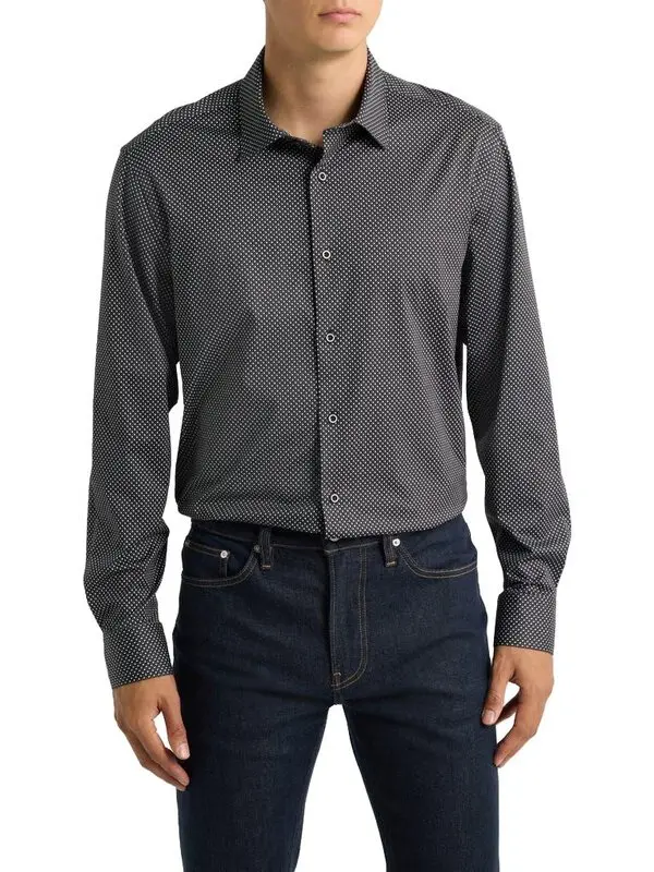 Bugatchi James Ooohcotton® Microprint Button-up Shirt - Black