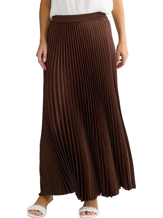 BRAVE+TRUE Alias Pleated Maxi Skirt - Chocolate