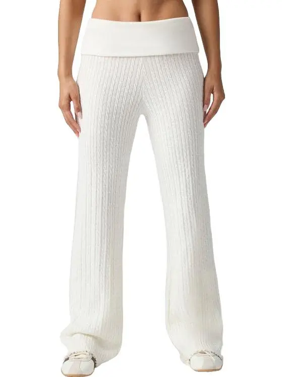 FLORENCE BY MILLS Mini Cable Stitch Foldover Sweater Pants - Jet Stream