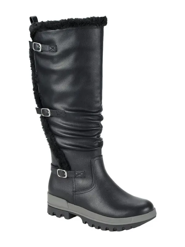 BARETRAPS Navia Faux Fur Lined Tall Boot With Buckle Detail - Black
