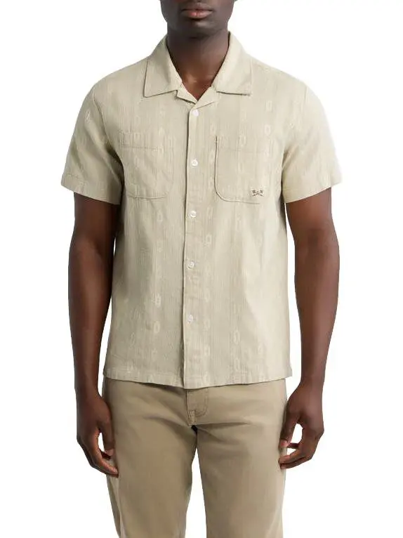 DARK SEAS Breezy Patterned Cotton Camp Shirt - Moss