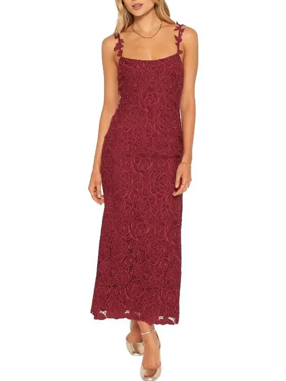 PETAL & PUP Rosana Lace Maxi Dress - Cherry