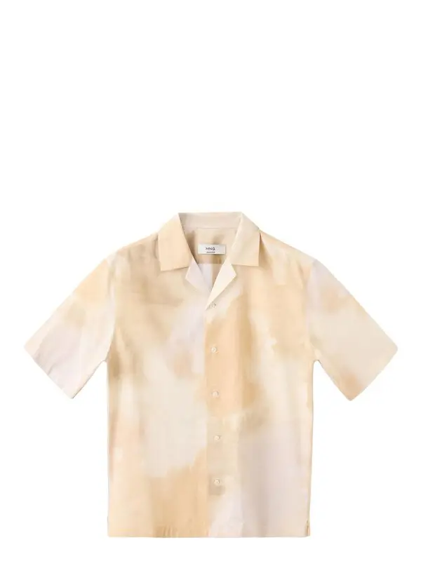 Mango Abstract Print Short Sleeve Button-up Shirt - Vanilla