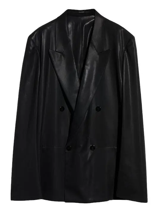 Gucci Double-breasted Wool Jacket With Chintzed Finish - Black