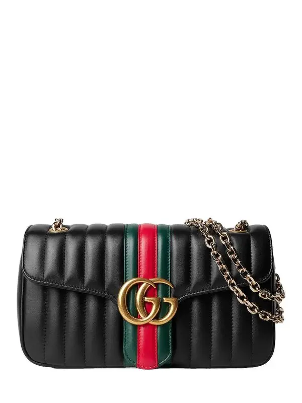 Gucci Gg Marmont Medium Shoulder Bag In Leather - Black