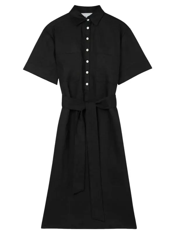 DĀL THE LABEL Linen Midi Shirtdress - Black