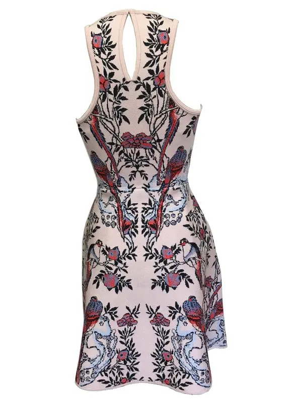 DIANA MOYA ATELIER Fit & Flare Dress With Bird Print - Brown