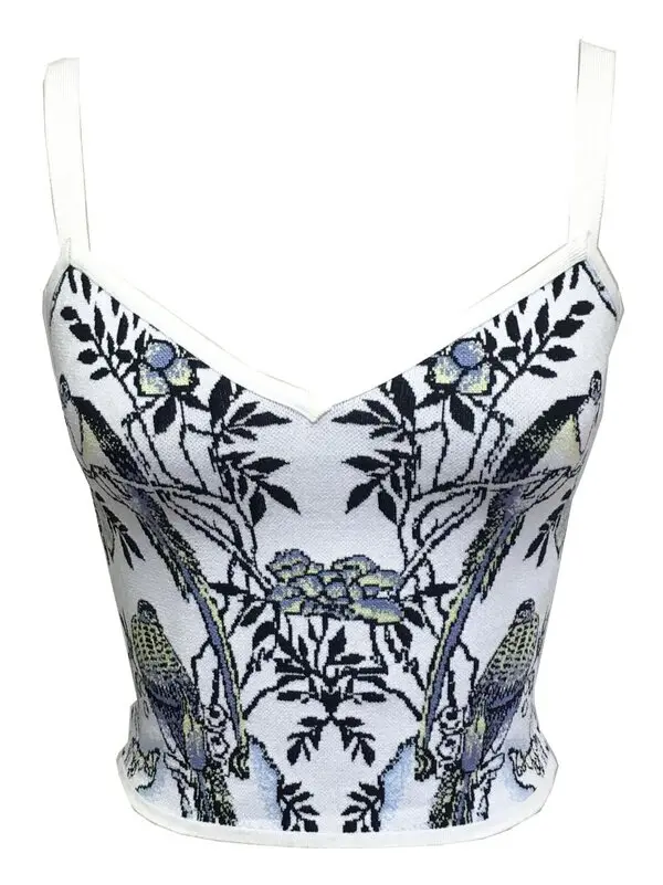 DIANA MOYA ATELIER Anna Bird Jacquard Top - White