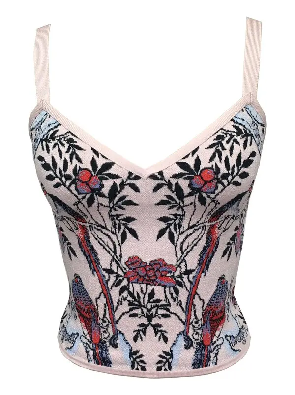 DIANA MOYA ATELIER Bird Jacquard Knit Top - Brown