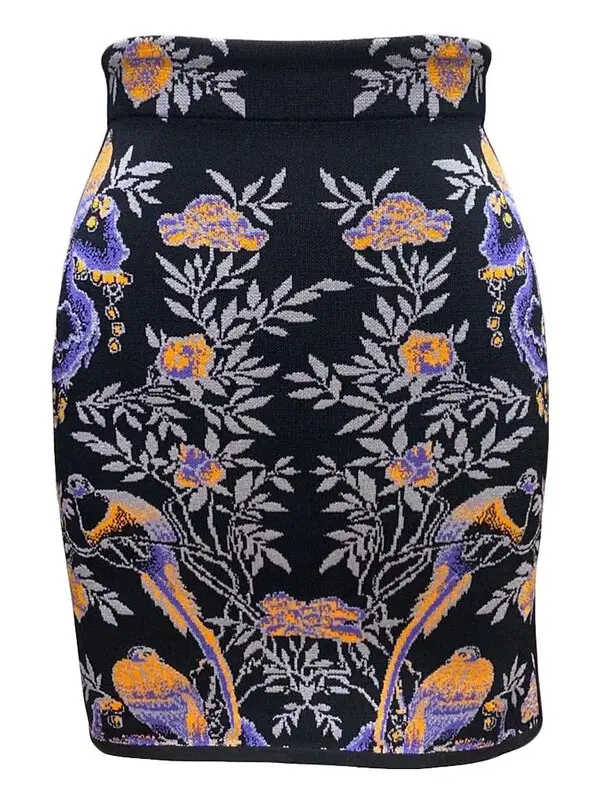 DIANA MOYA ATELIER Bird Jacquard Mini Skirt - Black