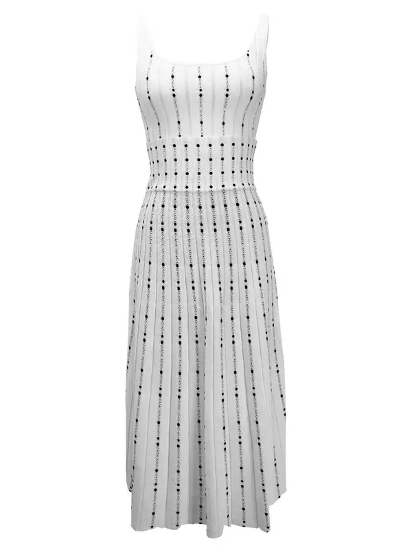 DIANA MOYA ATELIER White And Black Patterned Midi Dress - White/black