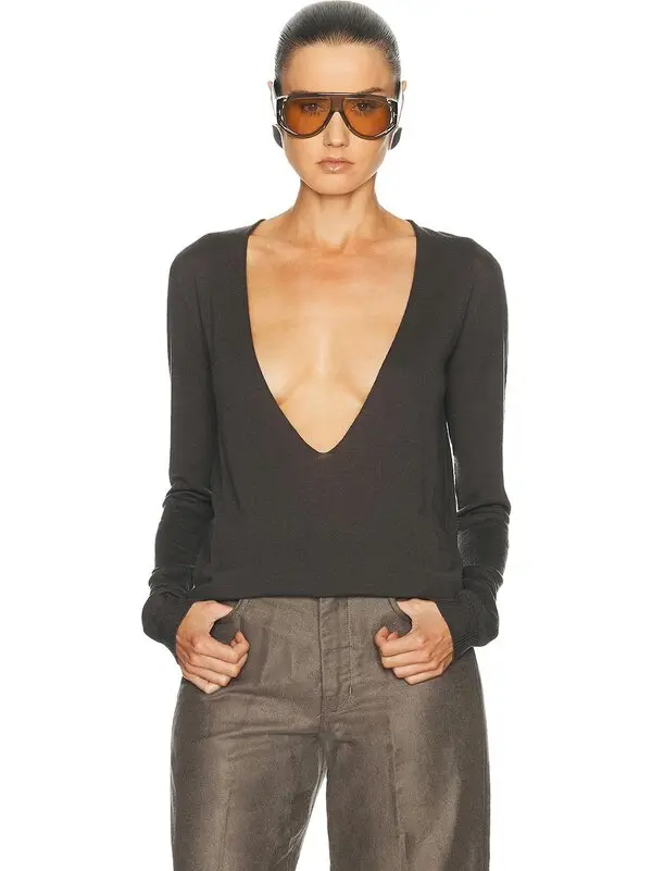 Rick Owens Extreme V-neck Sweater - Dark Dust