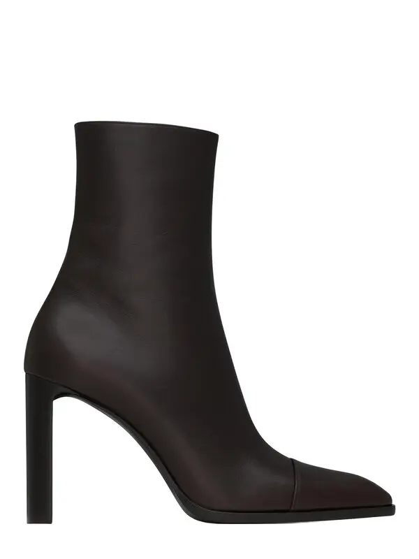 Saint Laurent Venetia Ankle Boots In Smooth Leather - Brown