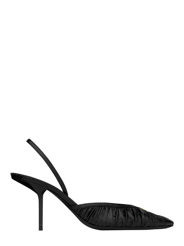 Saint Laurent Folie Slingback Pumps In Smooth Leather And Faux-python - Black