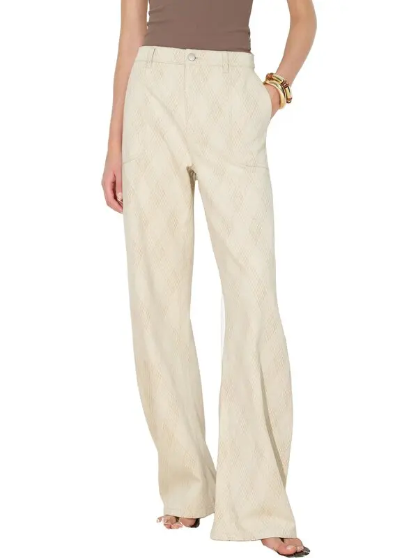 Fabrique Thalia Argyle Barrel Leg Jeans In Jacquard Denim - White