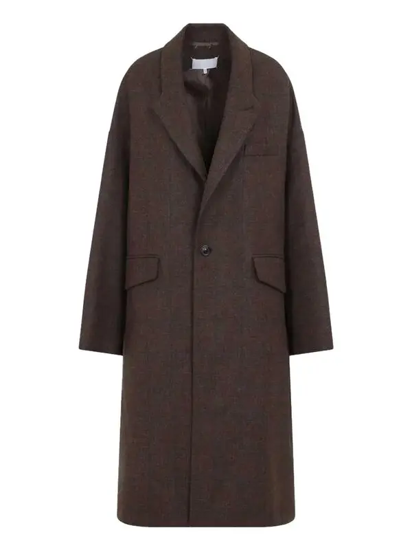 MAISON MARGIELA Oversized Wool Wrap Coat - Brown