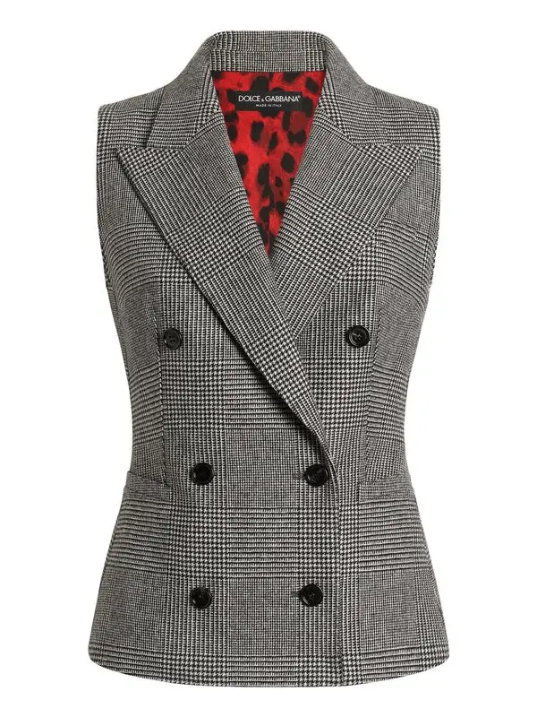 Dolce & Gabbana Vest In Glen Plaid Flannel - Multicolor
