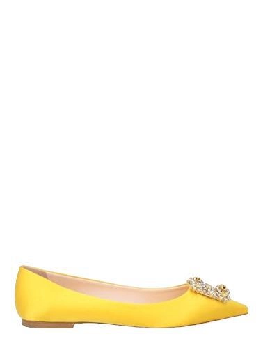 ROGER VIVIER Satin Ballet Flats With Crystal Embellishments - Yellow