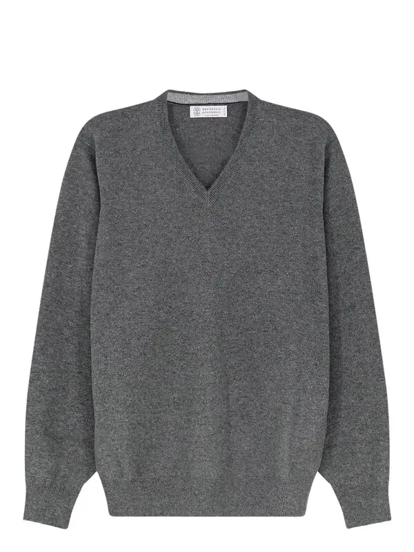 Brunello Cucinelli Cashmere V-neck Sweater - Grey