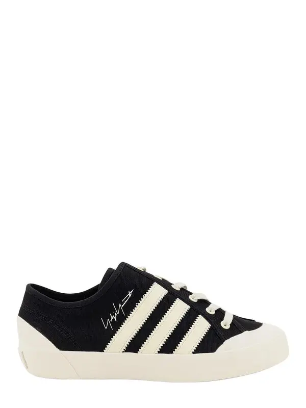 ADIDAS Y-3 Canvas Lace-up Sneakers With Striped Detailing - Black