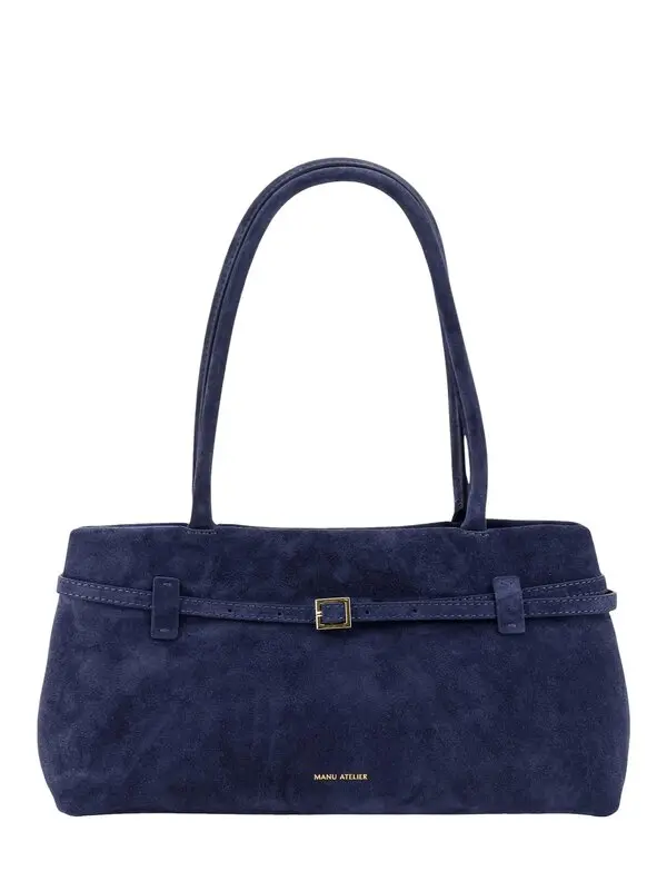 Manu Atelier Le Cambon East West Suede Shoulder Bag - Blue
