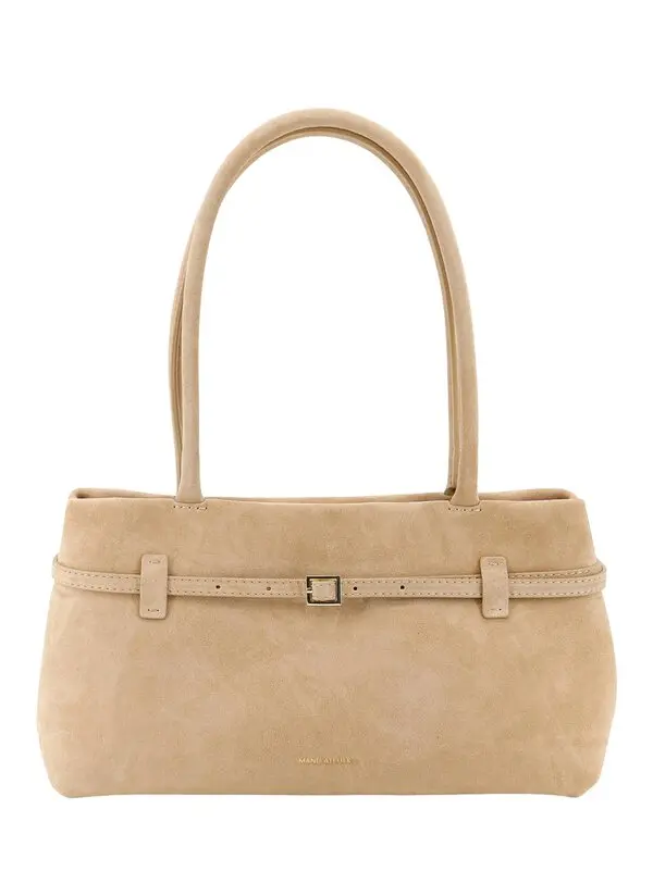 Manu Atelier Le Cambon East West Suede Shoulder Bag - Beige