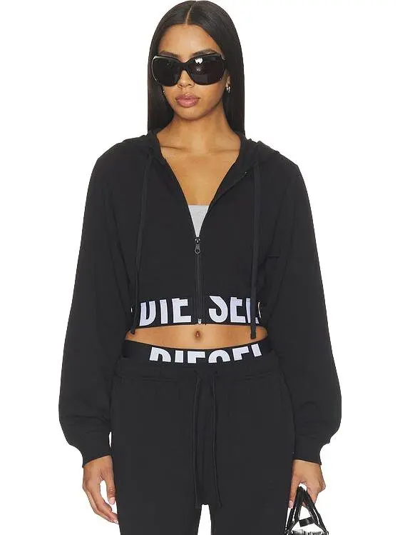 DIESEL® Nika Cropped Zip-up Hoodie - Black