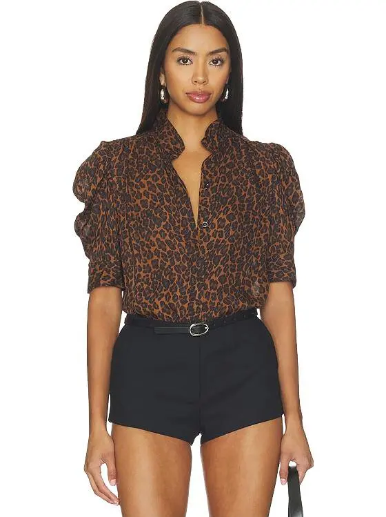 FRAME The Gillian Top - Light Leopard Multi