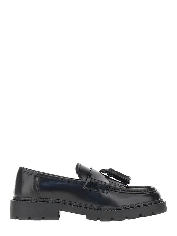 BIANCO Leather Loafers With Tassel Detail - Black