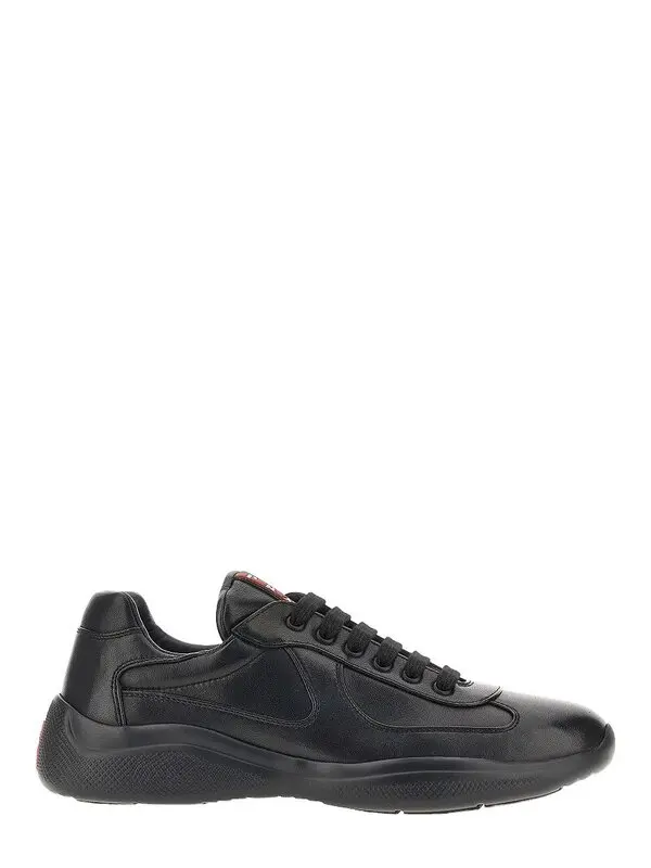 Prada Nappa Leather America's Cup Sneakers - Black