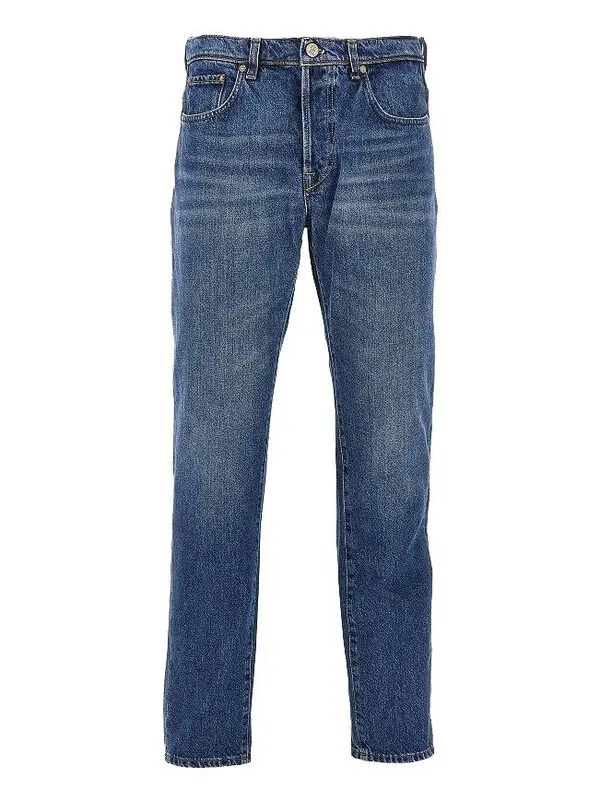 Incotex Cotton Denim Tapered Fit Jeans - Blue