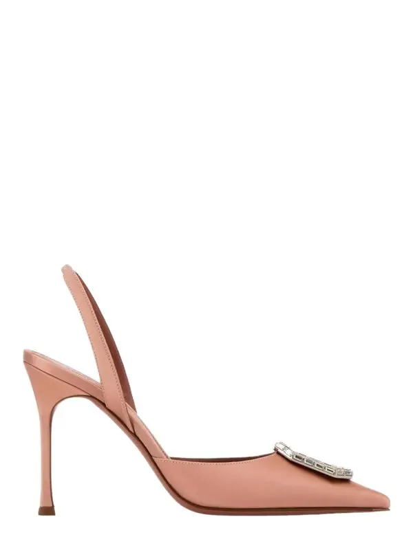Amina Muaddi Camelia Embellished Slingback Heels - Pink