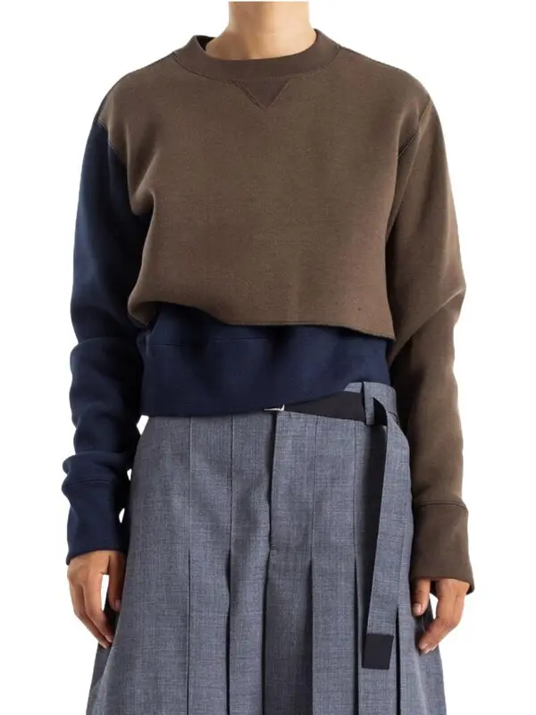 Sacai Two-tone Sweat Pullover - Brown