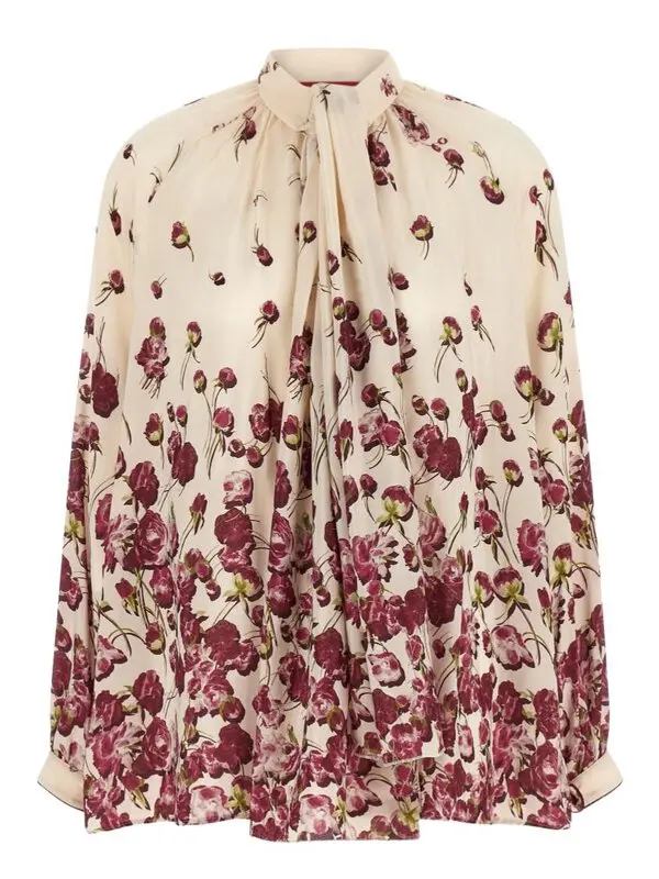 F.R.S FOR RESTLESS SLEEPERS Floral Print Tie Neck Blouse - Multicolor