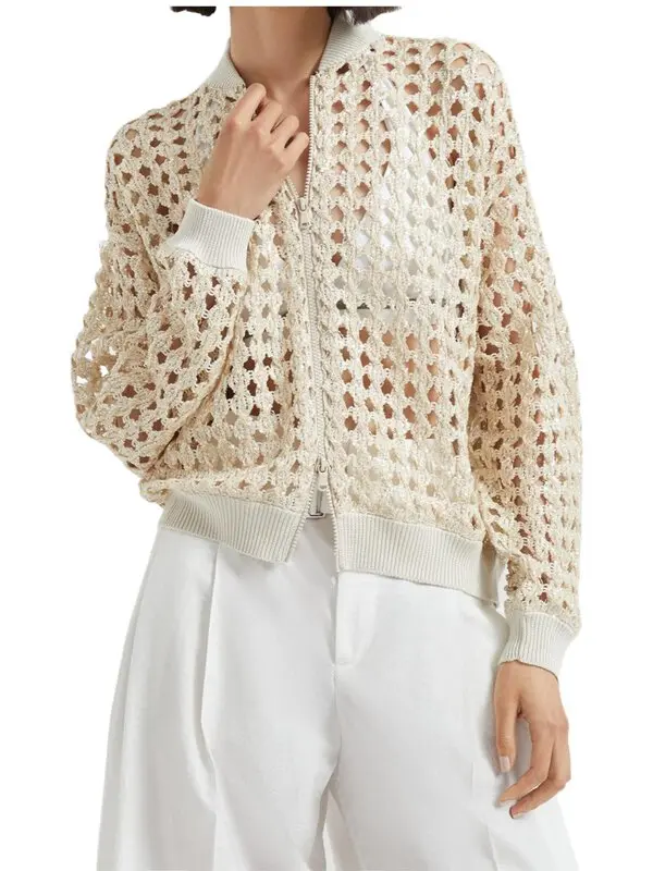 Brunello Cucinelli Crochet-knit Zip-up Jacket - No