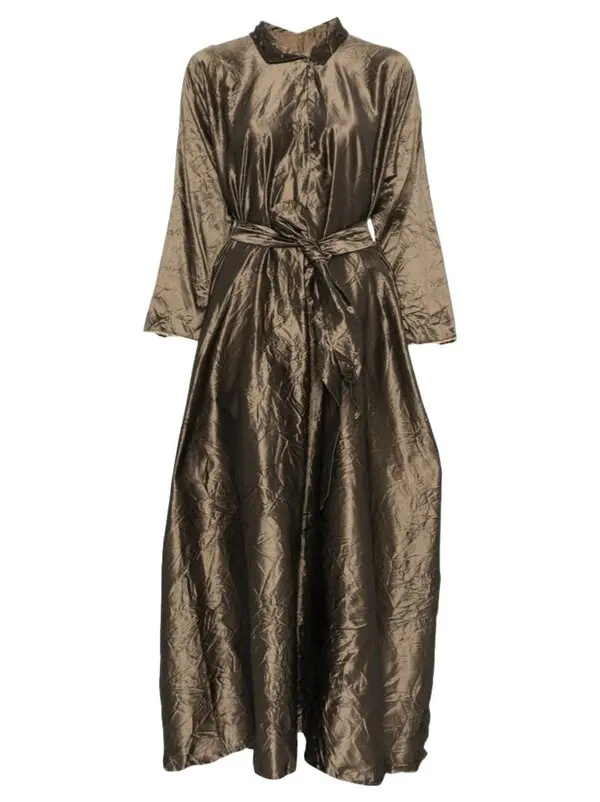 DANIELA GREGIS Crinkled-finish Maxi Dress - Brown