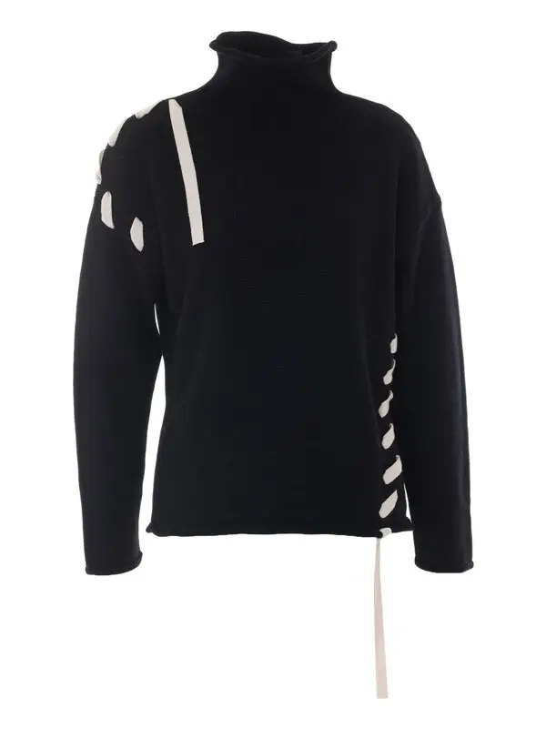 Alpha Studio Contrast Trim High Neck Knitted Sweater - No