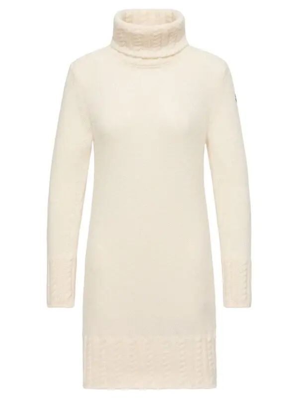Moncler Alpaca Blend Knit Turtleneck Dress - White