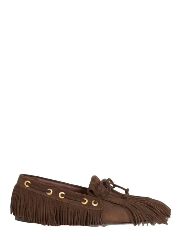 Etro Suede Boat Loafers With Fringing - Brown