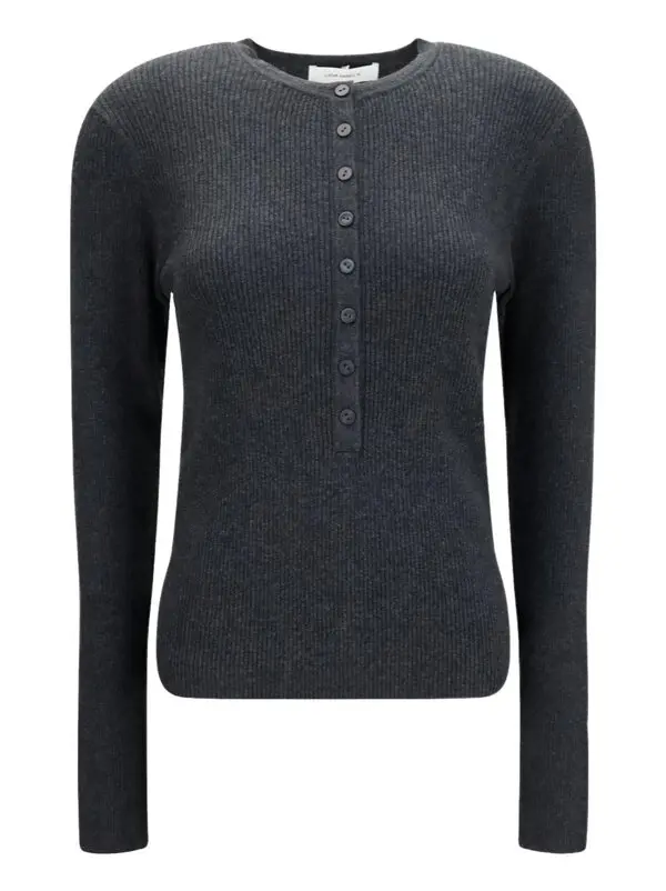 LISA YANG Airi Ribbed Henley Knitted Sweater - No