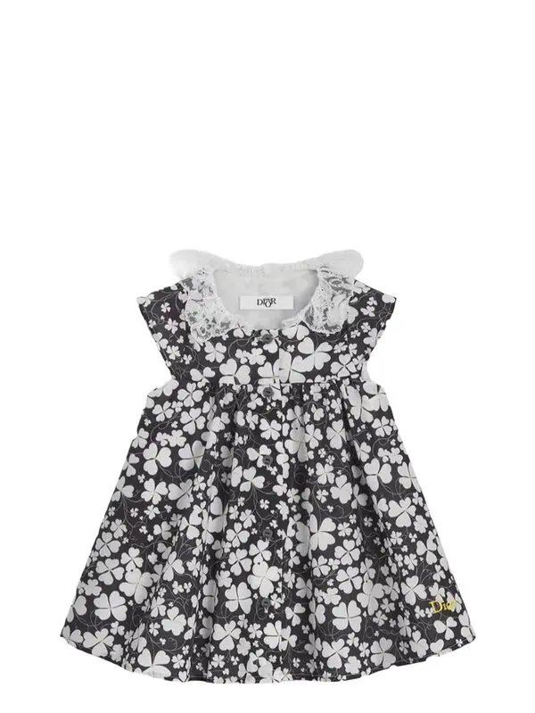 Dior Embroidered Flared Dress With Lace Collar - No