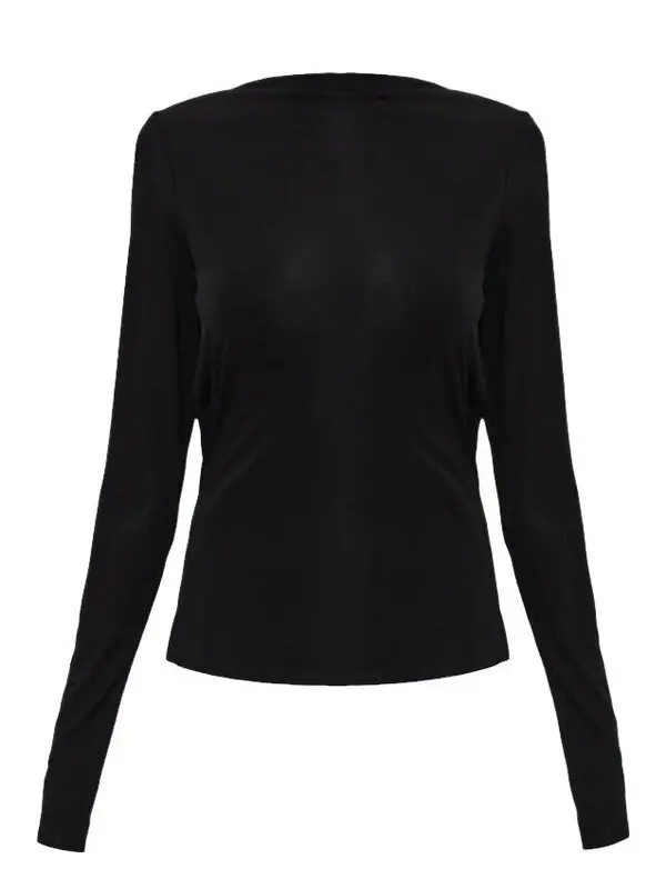 Cult Gaia Long Sleeve Draped Top - Black