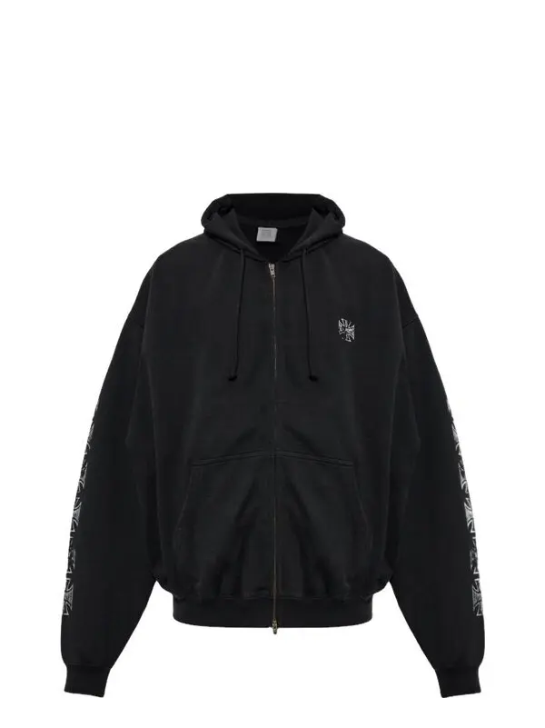 Vetements Graphic Sleeve Zip-up Hoodie - Black