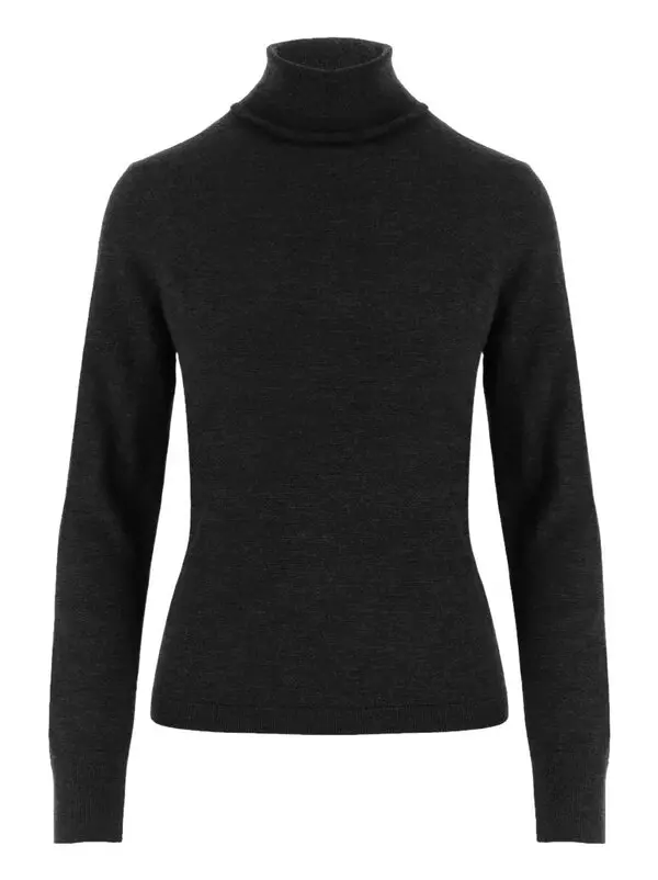 ALLUDE Ribbed Turtleneck Knitted Sweater - Black