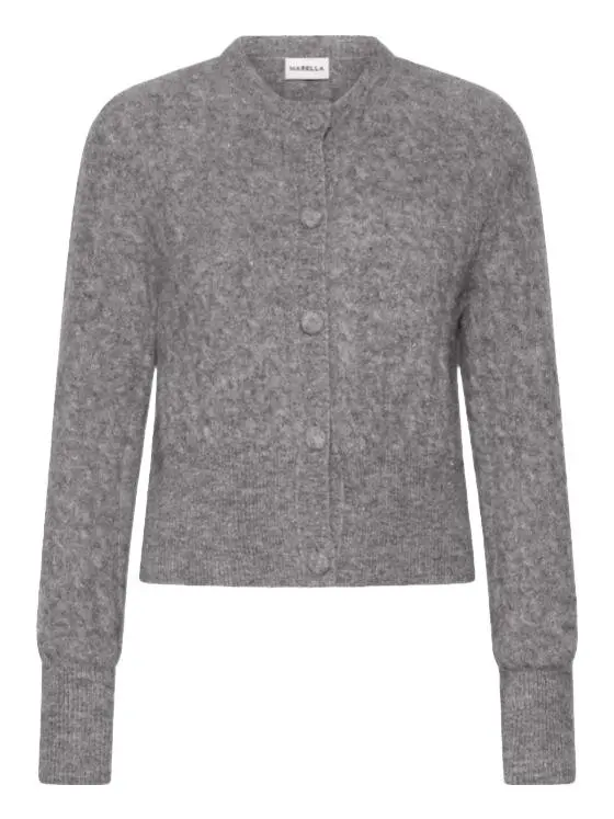 Marella Cable-knit Alpaca-blend Cardigan - Grey