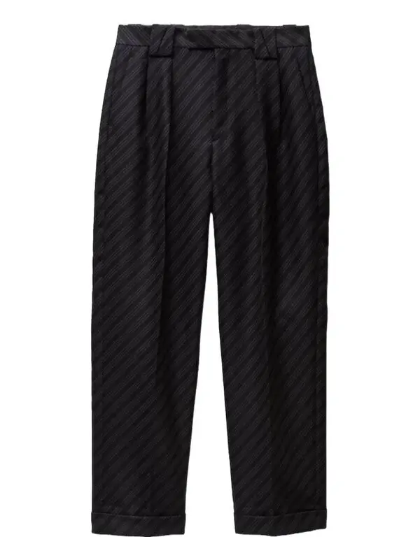 Versace Striped Pleated Trousers - Black