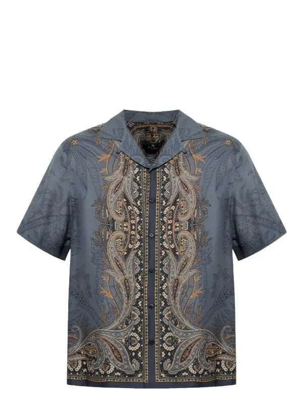 Etro Pegasus Paisley Short Sleeve Shirt - Gray