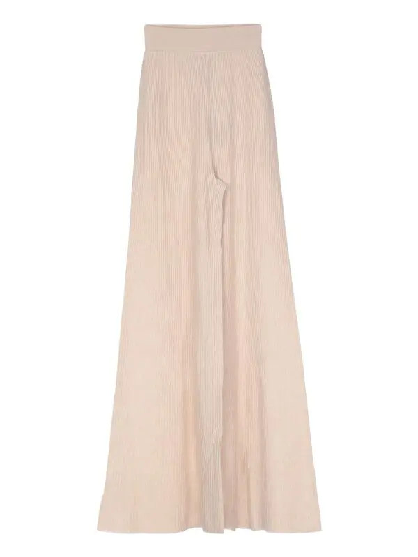 Loro Piana Ribbed Wide-leg Casual Pants - Nude