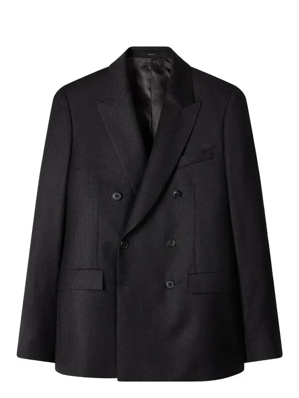 Paul Smith Flannel Double-breasted Blazer - Charcoal