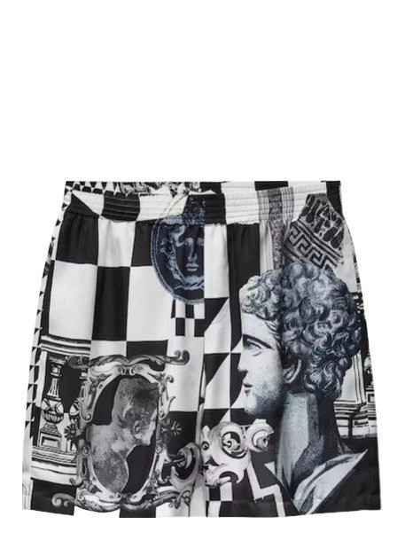 Versace Printed Silk Twill Shorts - Black